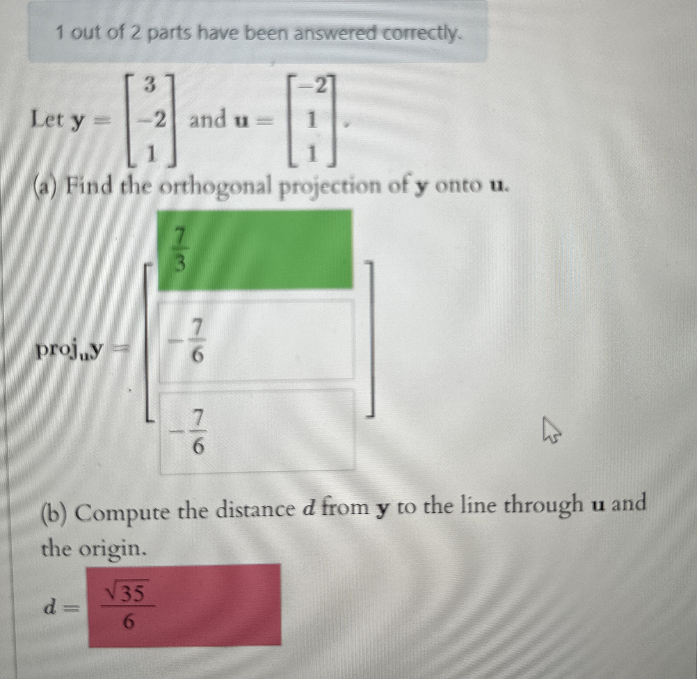 Solved 1 ﻿out of 2 ﻿parts have been answered correctly.Let | Chegg.com