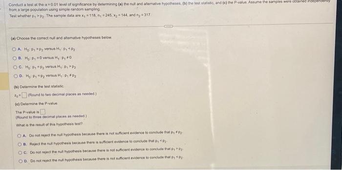 Solved from a large population using simple random sampling: | Chegg.com