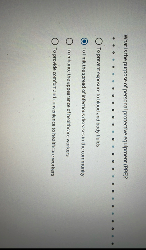 Solved What is the purpose of personal protective equipment | Chegg.com