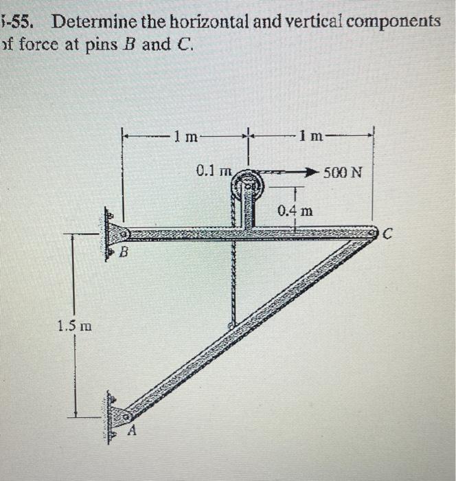 Solved -55. Determine the horizontal and vertical components | Chegg.com