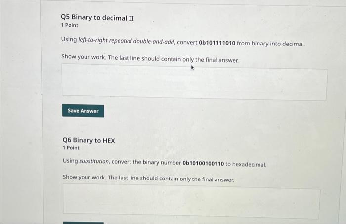 Solved Q2 Decimal to binary I 1 Point Using left-to-right | Chegg.com