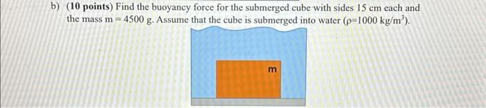Solved b) (10 points) Find the buoyancy force for the | Chegg.com Solved b) (10 points) Find the buoyancy force for the | Chegg.com