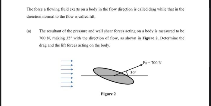 Solved The force a flowing fluid exerts on a body in the | Chegg.com