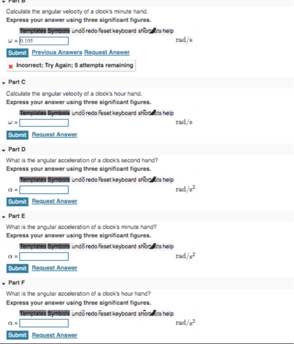 Solved Parlo Calculate the angular velocity of a clock's | Chegg.com