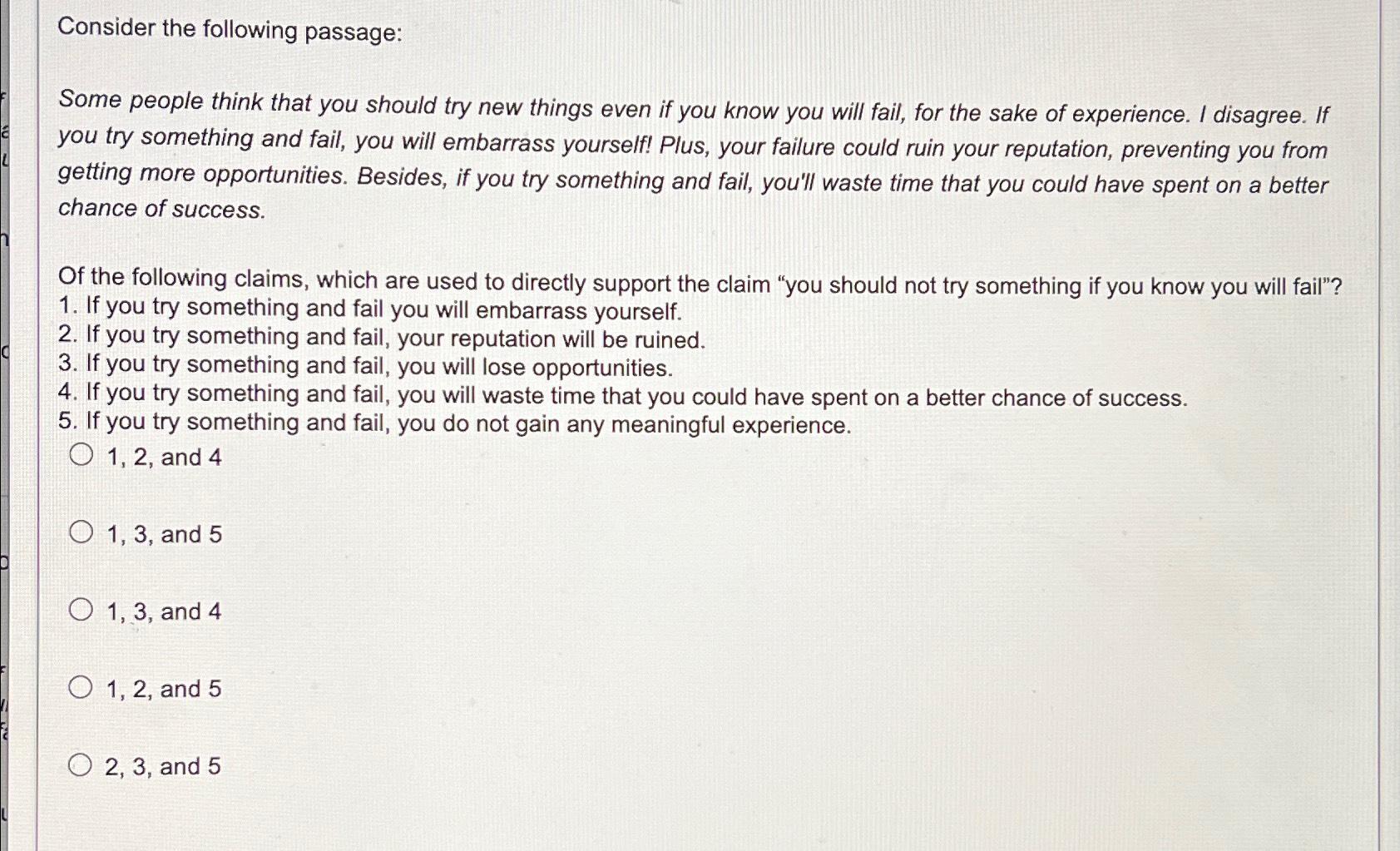 Solved Consider the following passage:Some people think that | Chegg.com