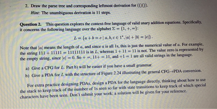 Solved 2. Draw the parse tree and corresponding leftmost | Chegg.com