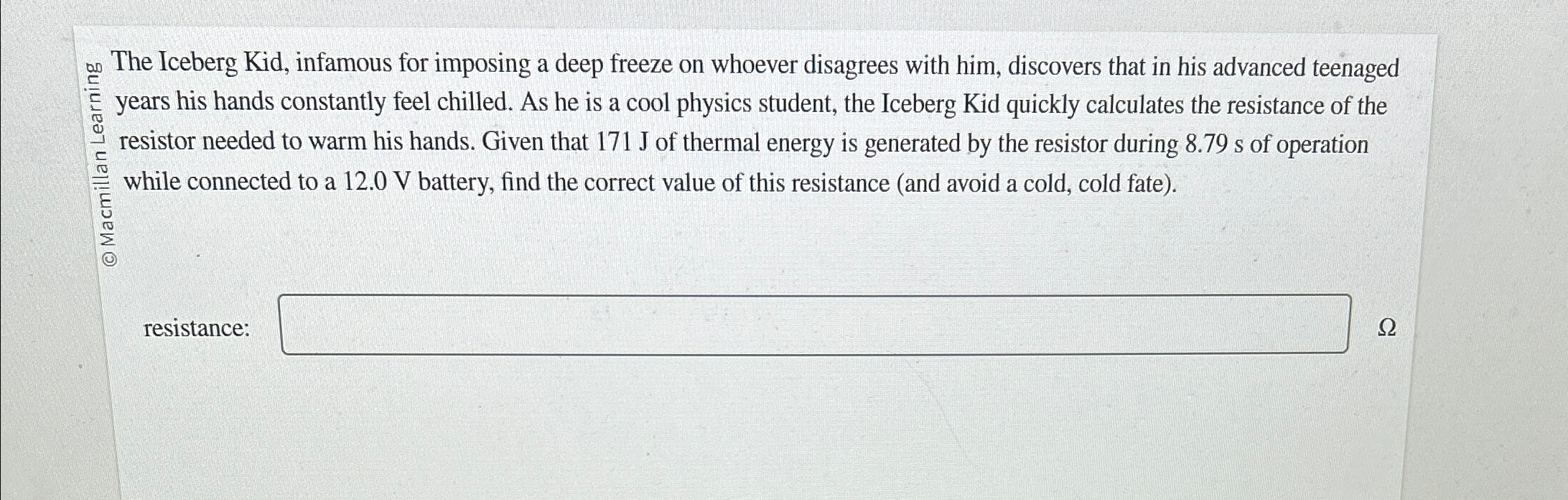 Solved c2?The Iceberg Kid, infamous for imposing a deep | Chegg.com