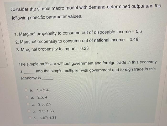 Solved Consider the simple macro model with a constant price | Chegg.com