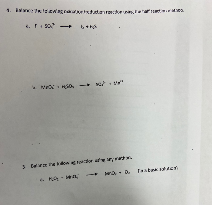 Solved 3. Balance the following oxidation reduction | Chegg.com