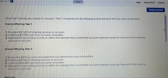 RK CH7 0 Saved Help Save & Exit Submit Check my work | Chegg.com