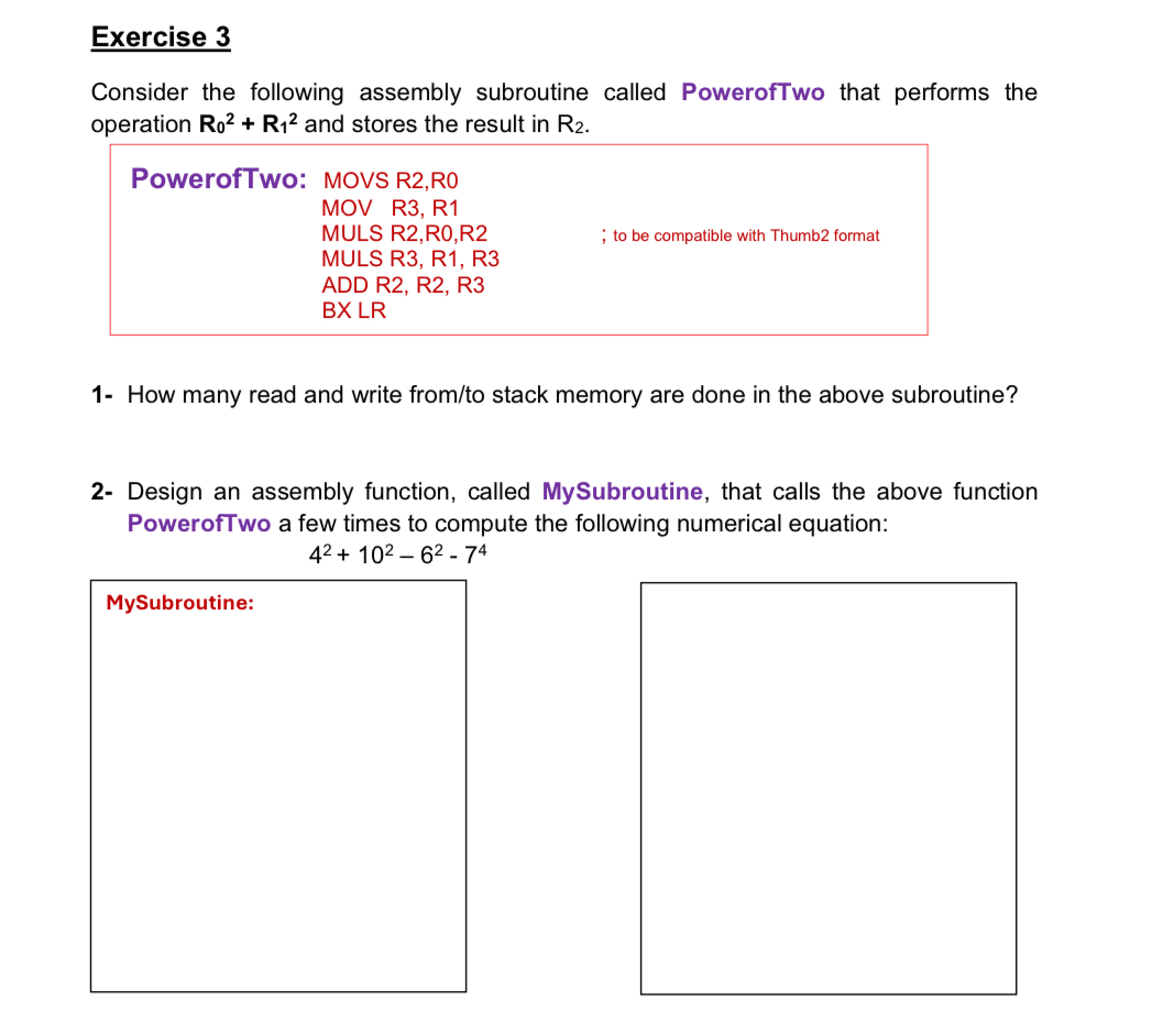 Solved Exercise 3consider The Following Assembly Subroutine