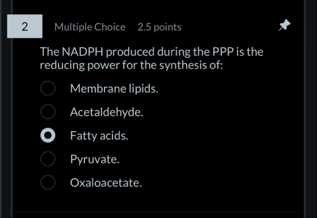 Solved 2Multiple Choice2.5 ﻿pointsThe NADPH produced during | Chegg.com
