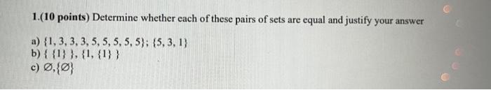 Solved 1.(10 points) Determine whether each of these pairs | Chegg.com