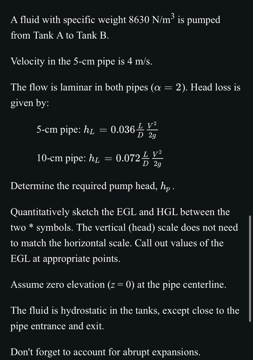 A fluid with specific weight 8630Nm3 ﻿is pumped from | Chegg.com