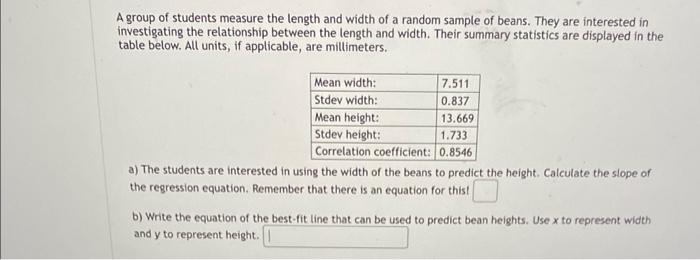 Solved A group of students measure the length and width of a | Chegg.com