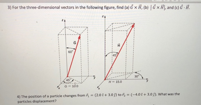 Solved 3) For the three-dimensional vectors in the following | Chegg.com