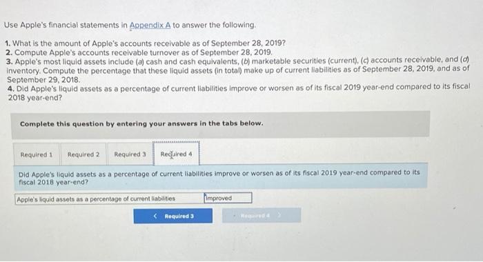 Solved Use Apple's financial statements in Appendix A to | Chegg.com