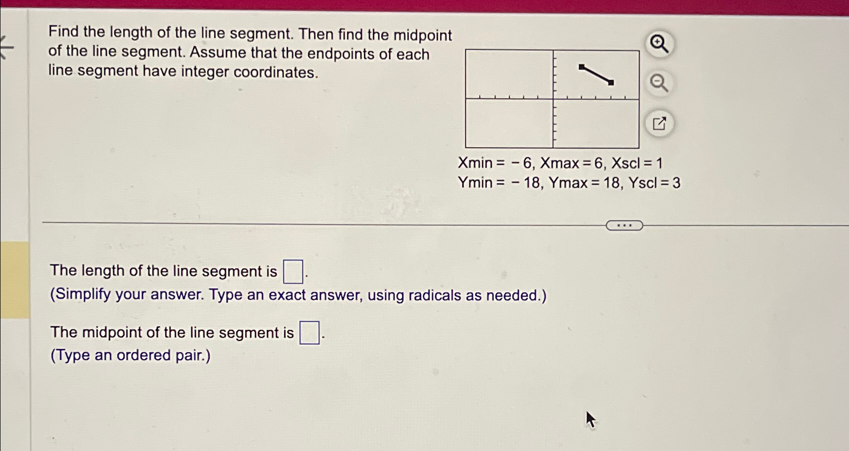 Solved Find the length of the line segment. Then find the | Chegg.com