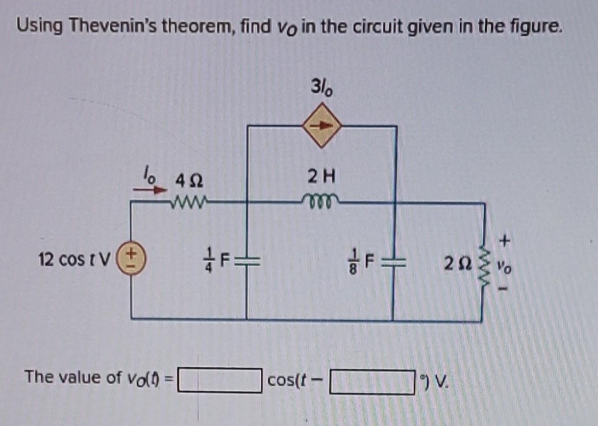 Solved Using Thevenin's theorem, find v0 in the circuit | Chegg.com