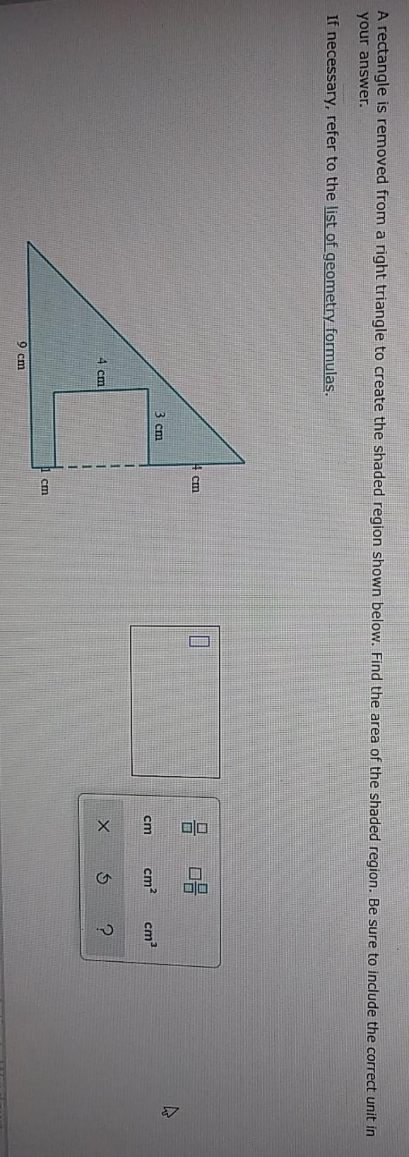 Solved A rectangle is removed from a right triangle to | Chegg.com