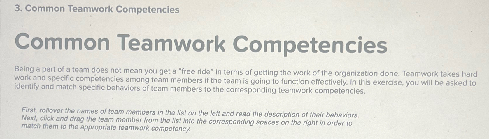 Solved Common Teamwork CompetenciesCommon Teamwork | Chegg.com