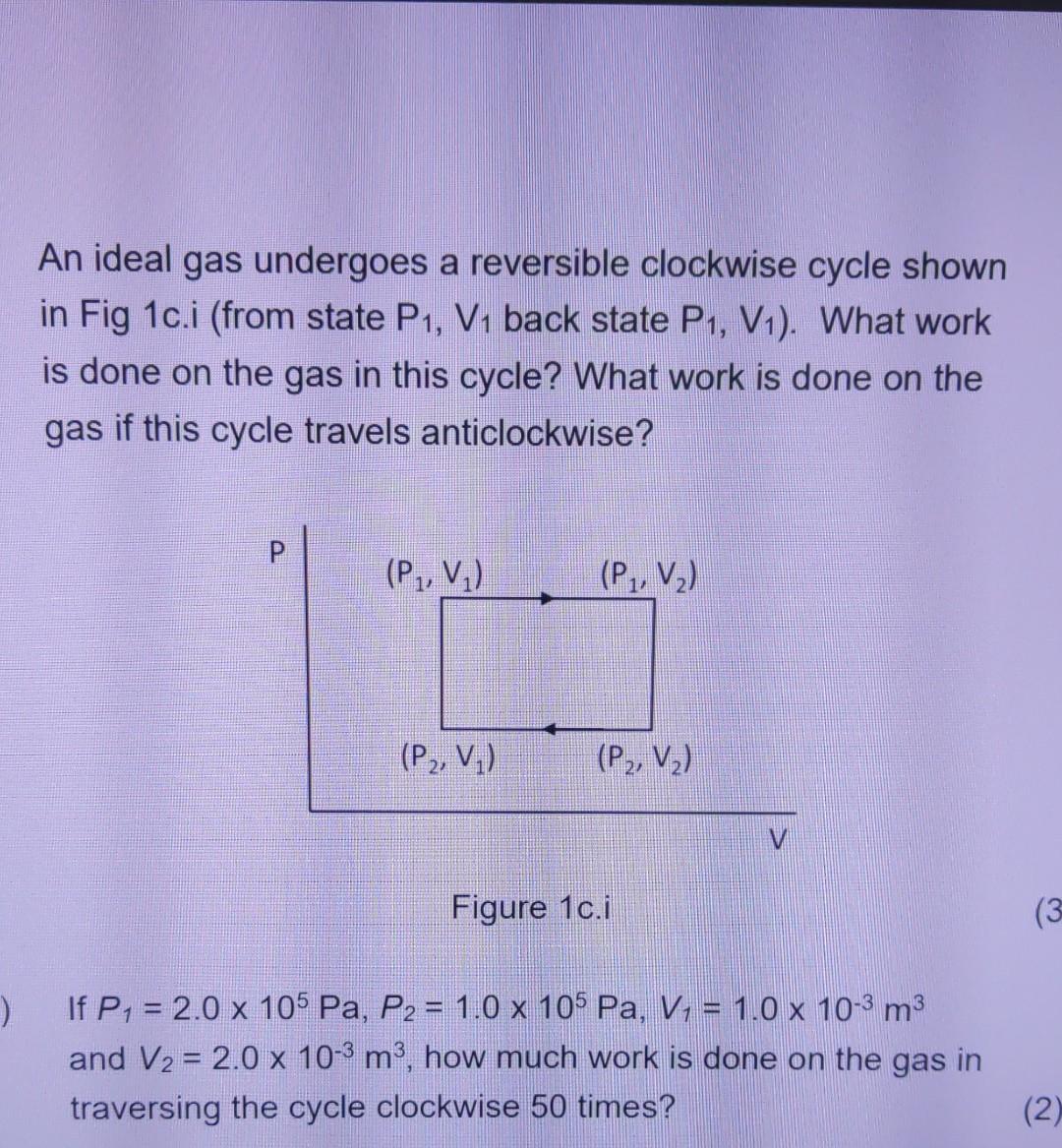 Solved An ideal gas undergoes a reversible clockwise cycle | Chegg.com