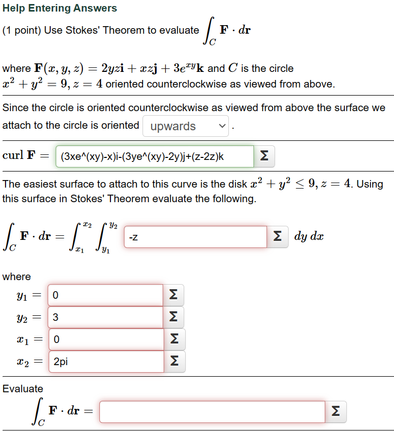 Solved Use Stokes' Theorem to evaluate ∫CF⋅drHelp Entering | Chegg.com