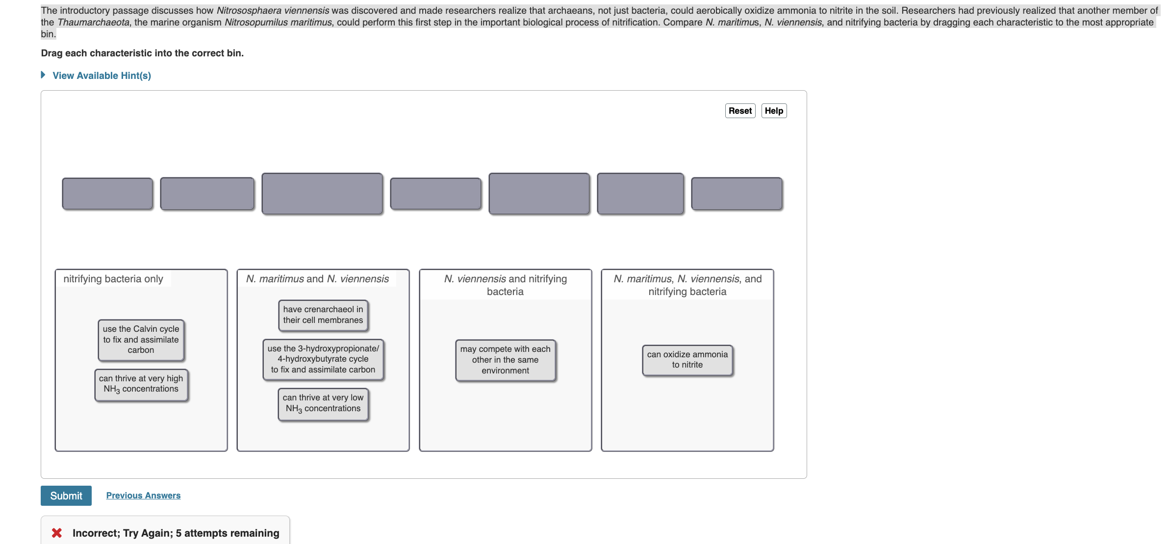 Solved Drag each characteristic into the correct bin. | Chegg.com