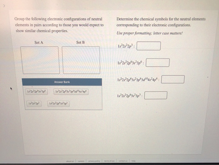 Solved Group the following electronic configurations of | Chegg.com