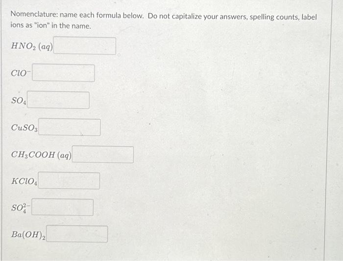 Solved Nomenclature: name each formula below. Do not | Chegg.com