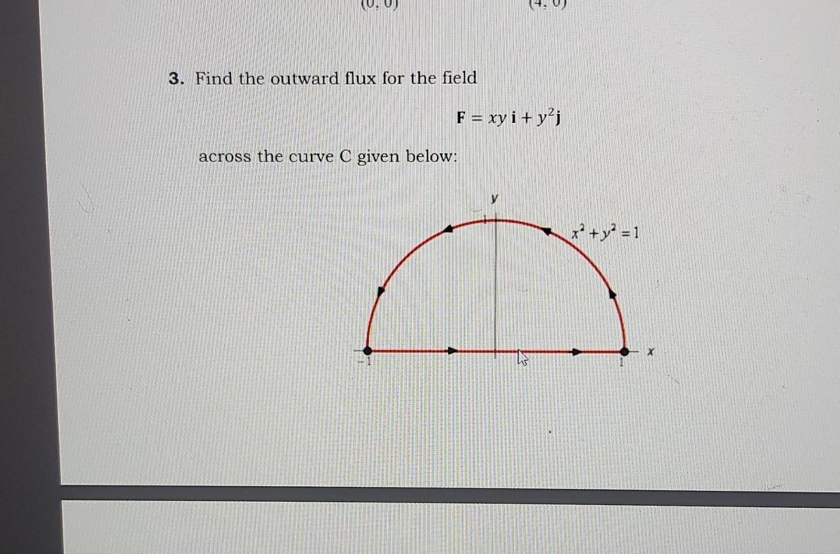 Solved 3. Find the outward flux for the field F=xyi+y2j | Chegg.com