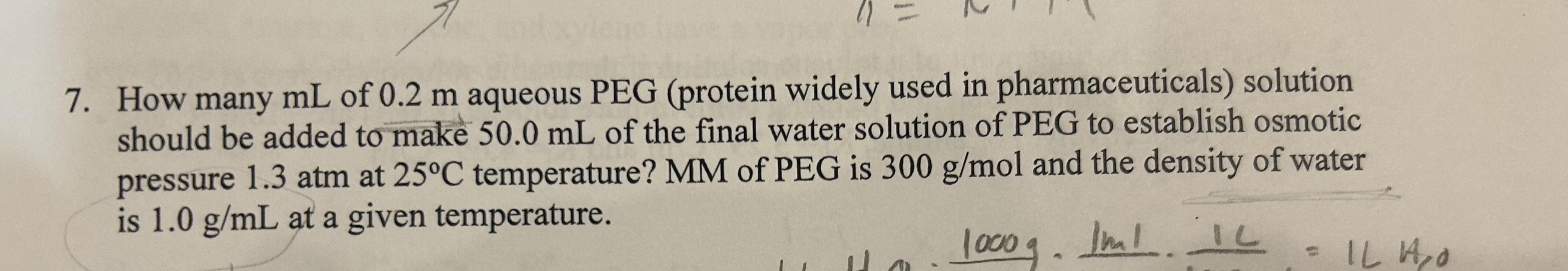 Solved How many mL ﻿of 0.2m ﻿aqueous PEG (protein widely | Chegg.com