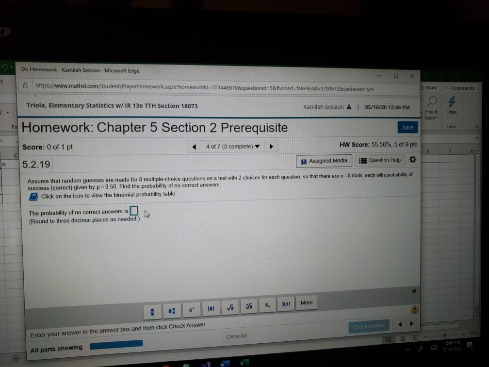 Solved Do Homework - Kamilah Session - Microsoft Edge X + @ | Chegg.com