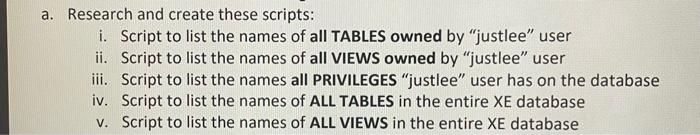 Solved Oracle 12c: please help to write these scripts i will | Chegg.com