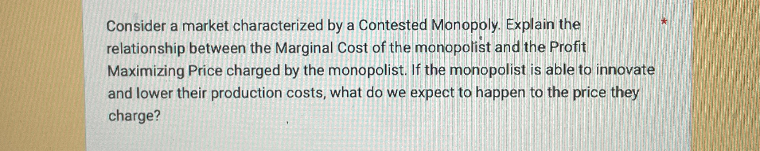 Solved Consider a market characterized by a Contested | Chegg.com