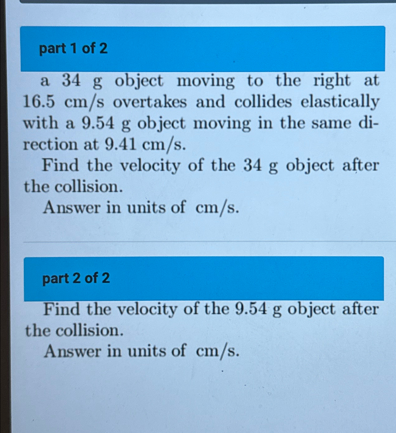 Solved part 1 ﻿of 2a 34g ﻿object moving to the right at | Chegg.com