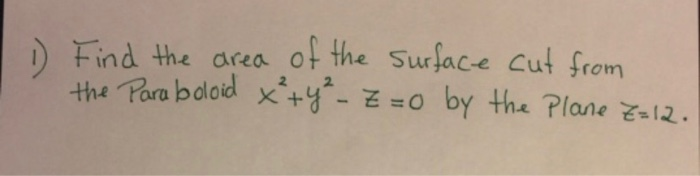 Solved 1) Find the area of the surface cut from the | Chegg.com
