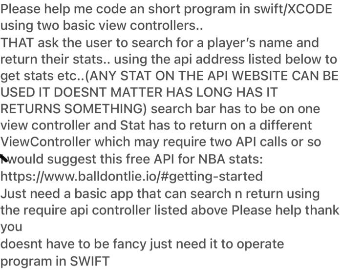 Solved Please Help Me Code An Short Program In Swiftxcode 