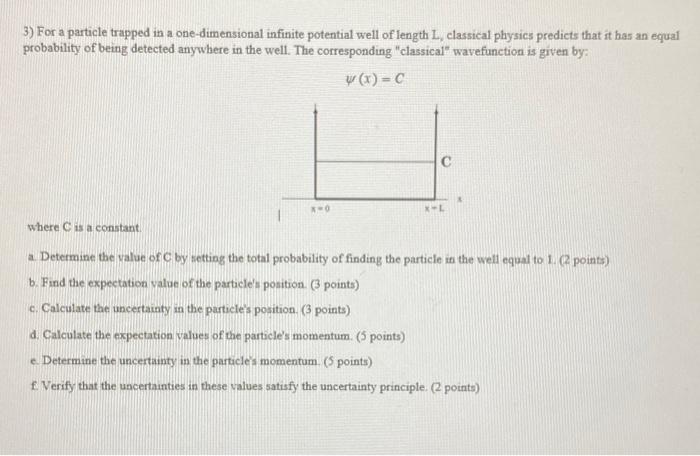 Solved 3) For a particle trapped in a one-dimensional | Chegg.com