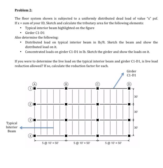 Solved Problem 2: The floor system shown is subjected to a | Chegg.com