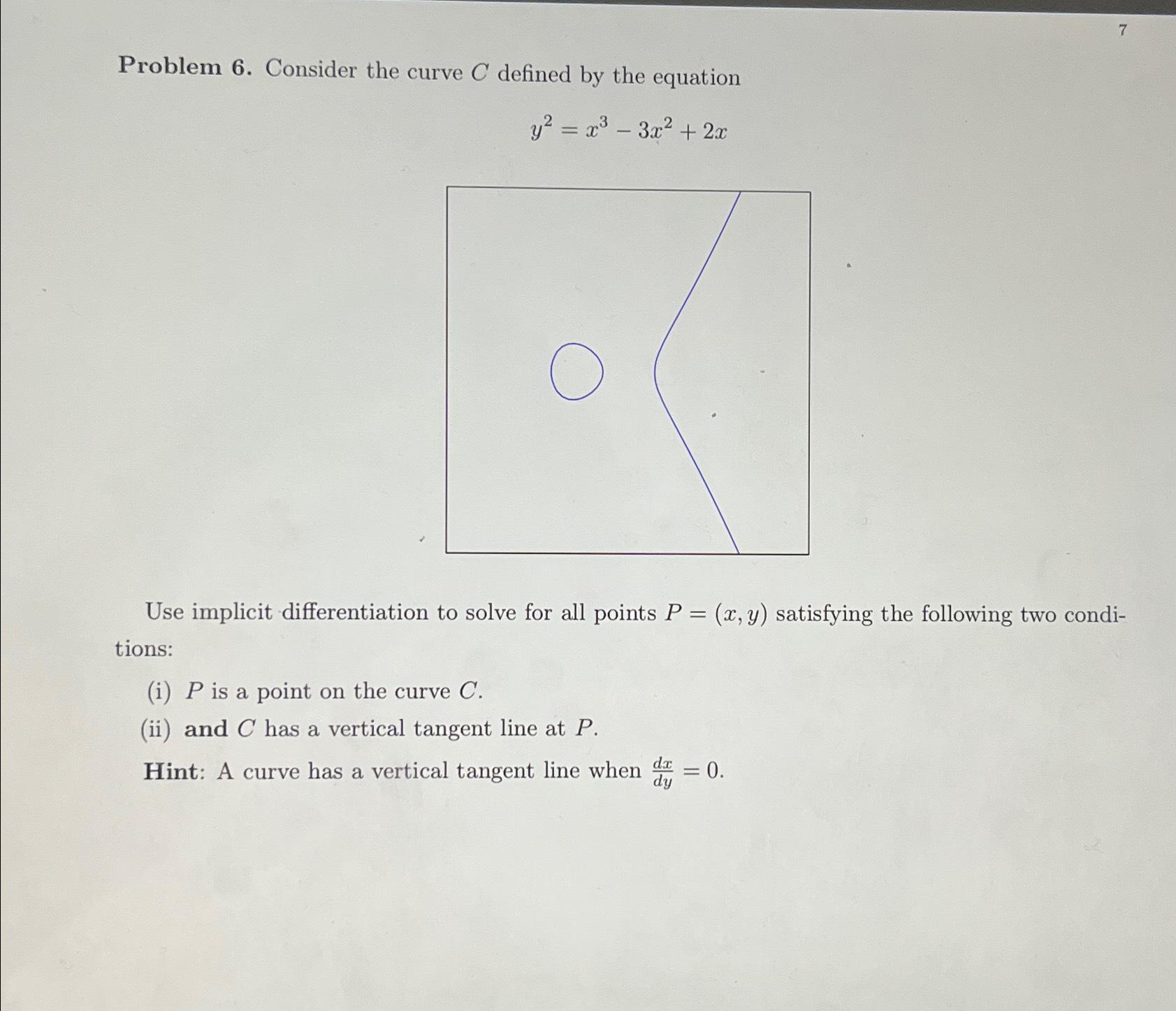 Solved 7Problem 6. ﻿Consider the curve C ﻿defined by the | Chegg.com