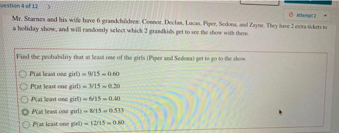 Solved uestion 4 of 12 Attempt 2 Mr. Starnes and his wife | Chegg.com
