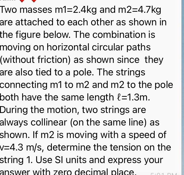 Solved Two masses m1=2.4kg and m2=4.7kg are attached to each | Chegg.com