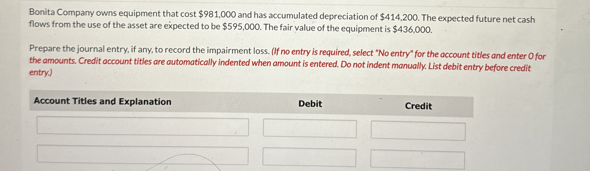 Solved Bonita Company owns equipment that cost $981,000 ﻿and | Chegg.com