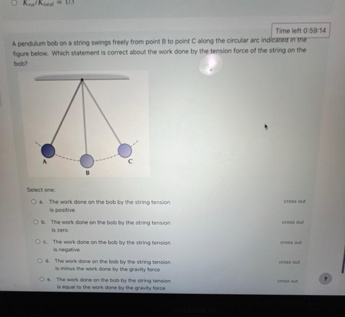 Solved A pendulum bob on a string swings freely from point B | Chegg.com