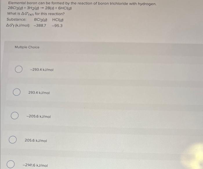 Solved Elemental boron can be formed by the reaction of | Chegg.com