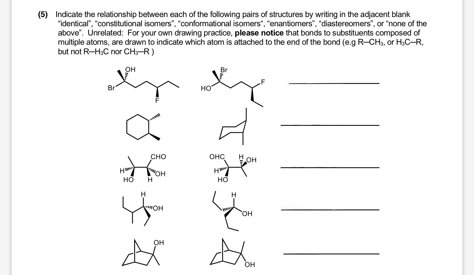 Solved (5) ﻿Indicate the relationship between each of the | Chegg.com