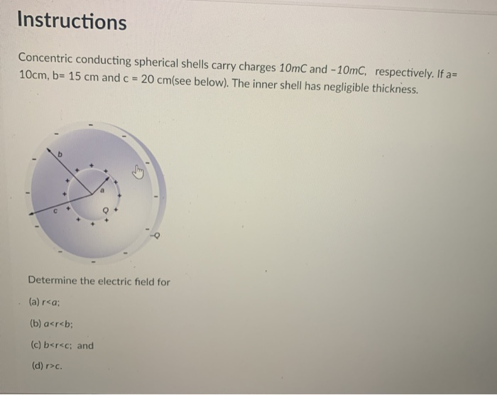 Solved Instructions Concentric conducting spherical shells | Chegg.com