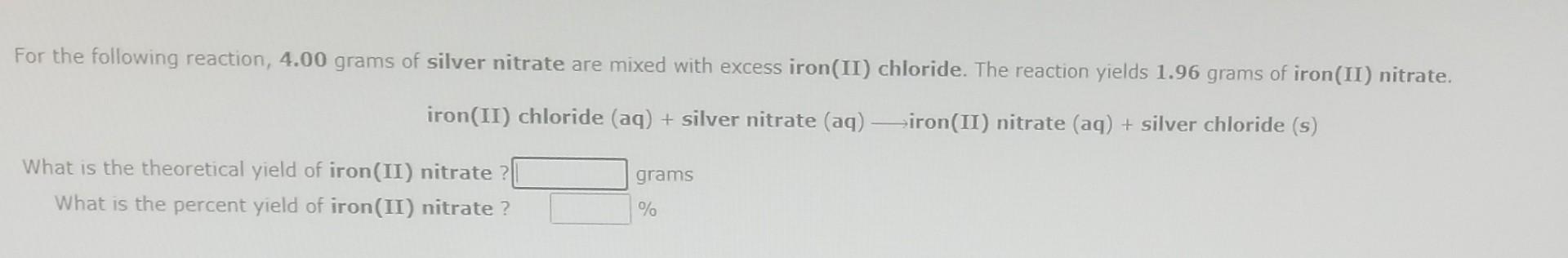 Solved For the following reaction, 4.00 grams of silver | Chegg.com