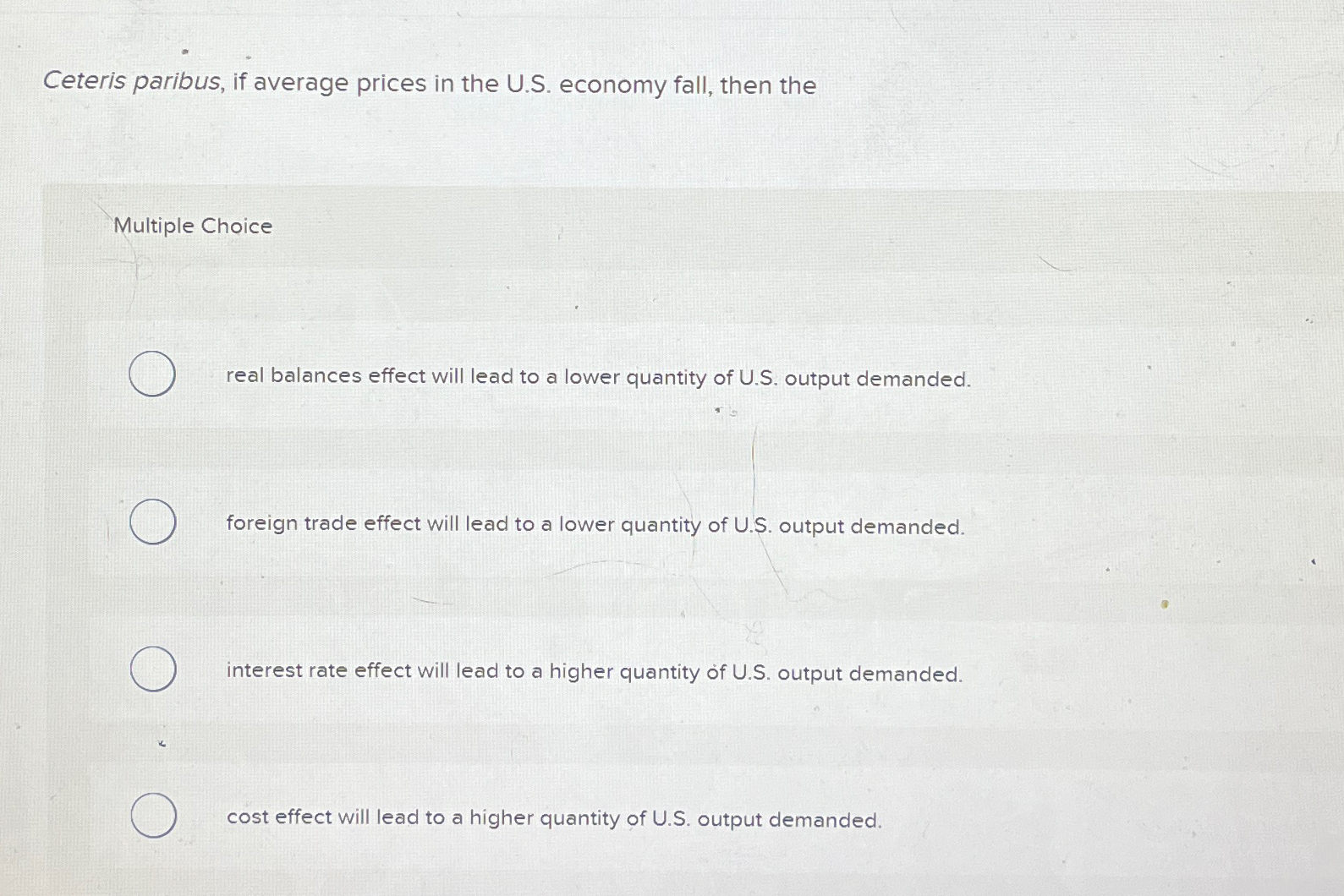 Solved Ceteris paribus, if average prices in the U.S. | Chegg.com